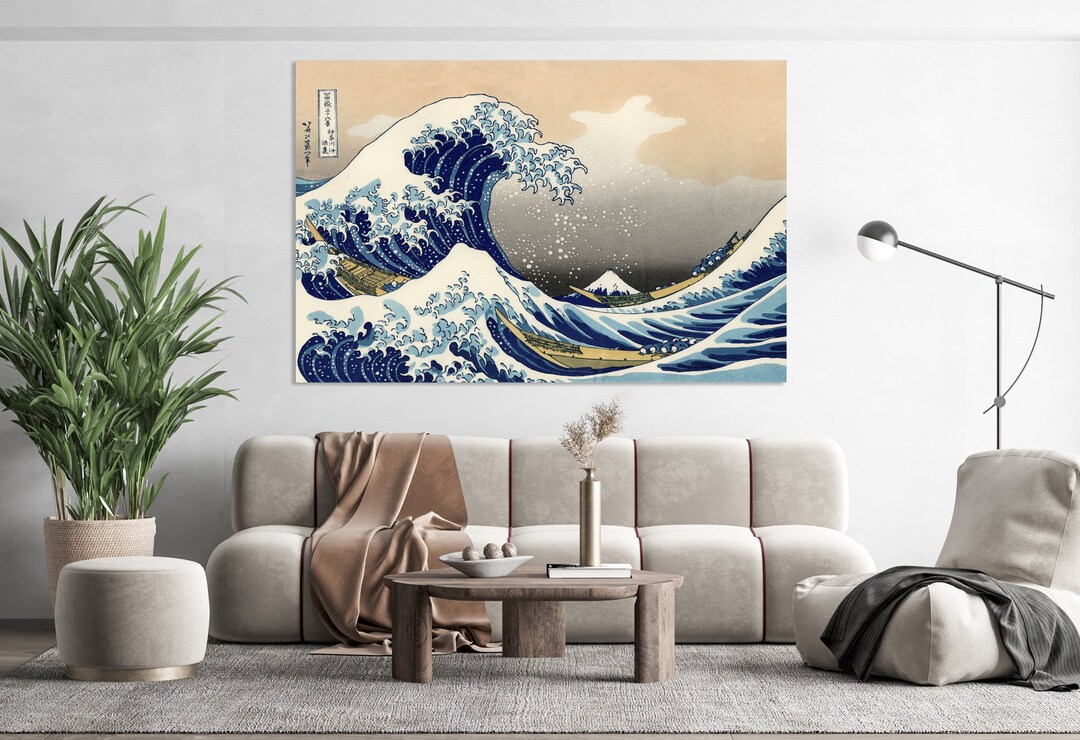 Great Wave of Kanagawa Art Print, Huge Canvas Wall Decor, Hokusai Art ...