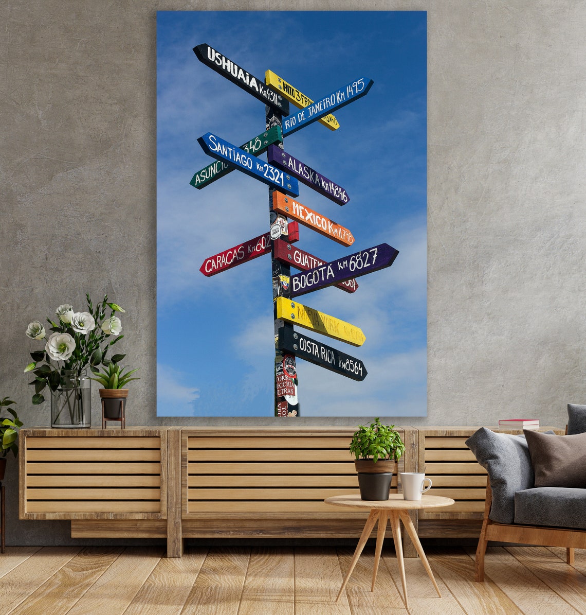 Road Signs Wall Art, Direction Signs Canvas, Huge Canvas Wall Decor ...