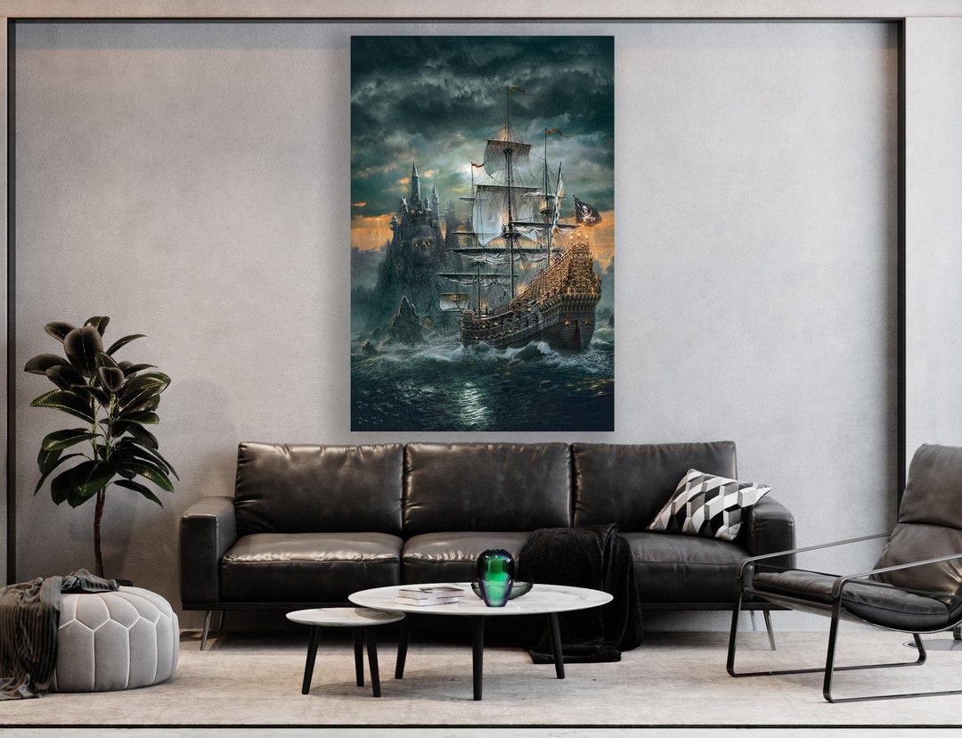 Pirate Art, Huge Canvas Home Decor, Pirates Canvas, Pirate Ship, Jolly ...