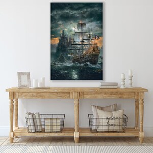 Pirate Art, Huge Canvas Home Decor, Pirates Canvas, Pirate Ship, Jolly ...