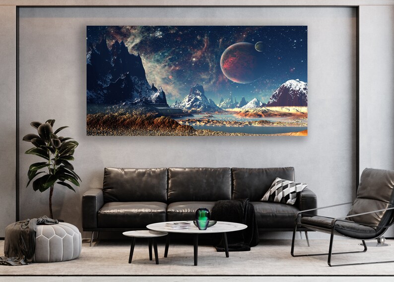 Planets Canvas, Space Art, Huge Canvas Wall Art, Nebula Wall Art, Milky ...