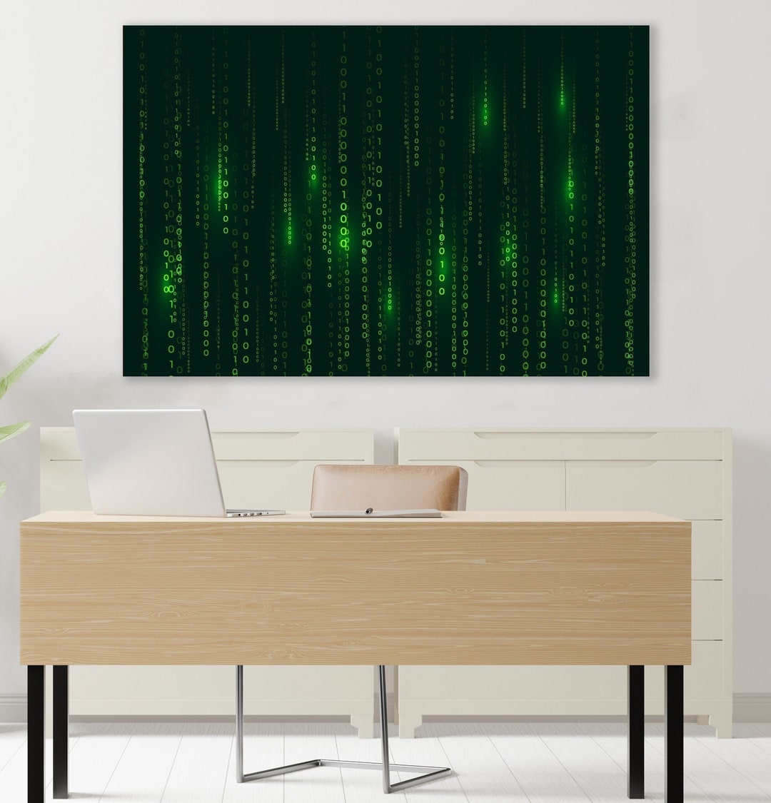 Matrix Style Binary Code Art Print, Huge Canvas Office Decor, Huge ...