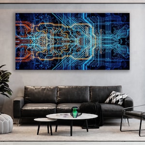 Circuit Layout Canvas, Huge Canvas Home Decor, Chip Art, Circuit Layout ...