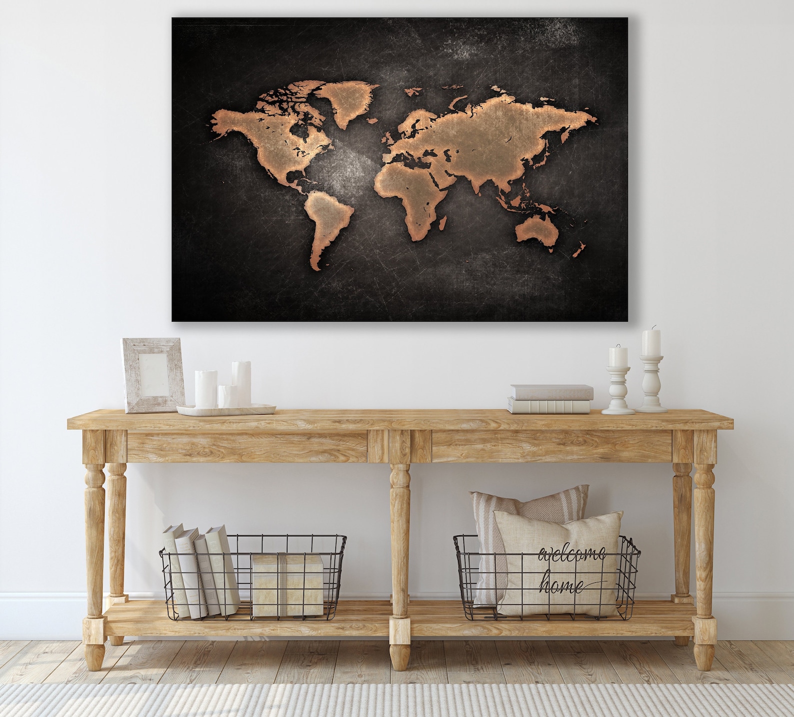 Rustic World Map Wall Art Huge Canvas Home Decor World Map - Etsy