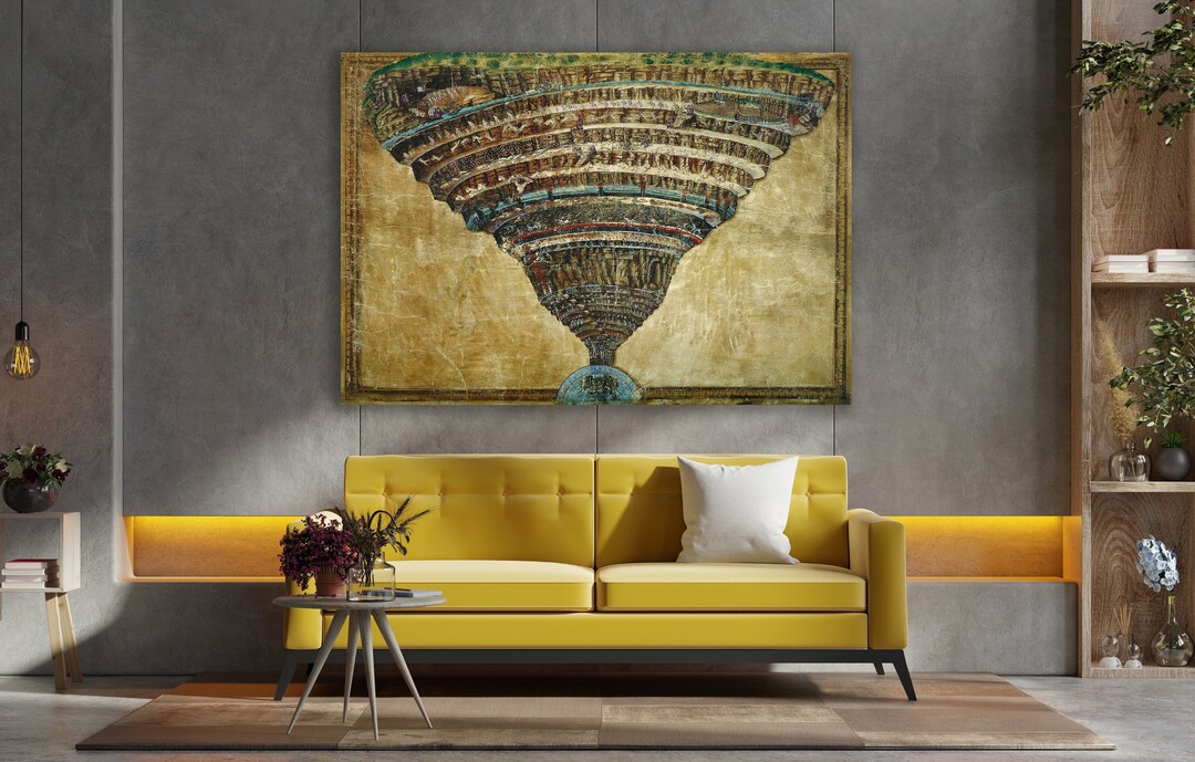 Map of Hell Wall Art, Divine Comedy Art, Huge Canvas Home Decor, Sandro ...