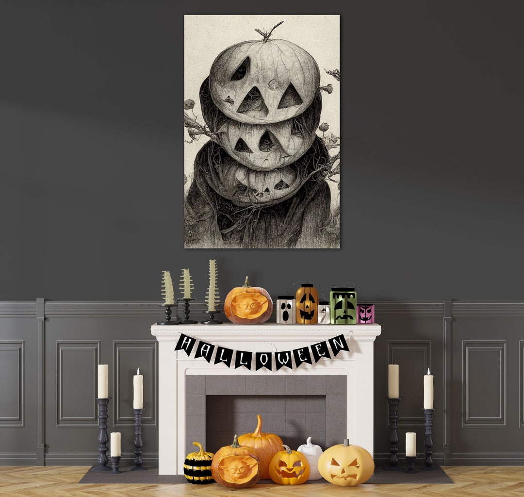 Halloween Wall Art, Spooky Canvas Print, Huge Canvas Home Decor ...