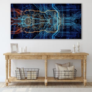 Circuit Layout Canvas, Huge Canvas Home Decor, Chip Art, Circuit Layout ...