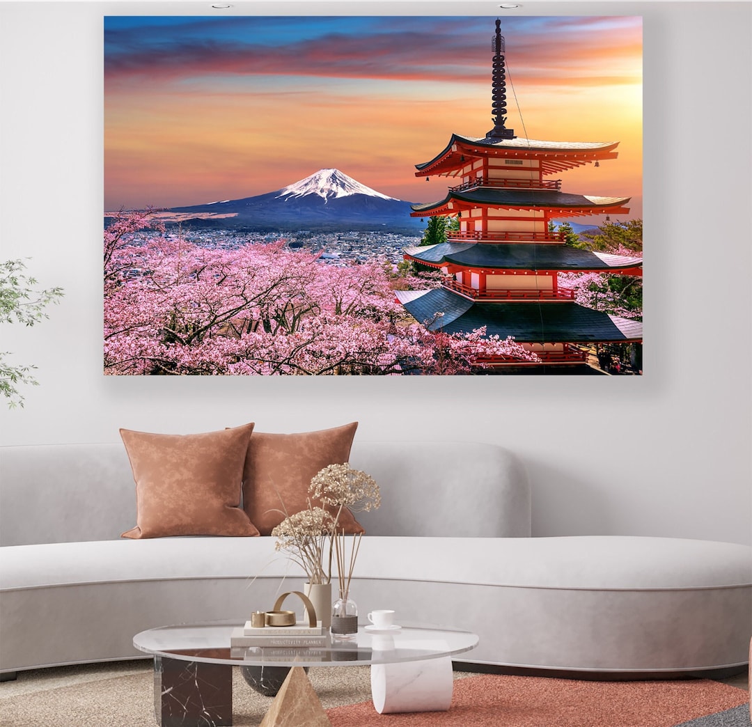 Japanese Sakura Canvas, Japanese Flowering Cherry Blossom Art , Huge ...