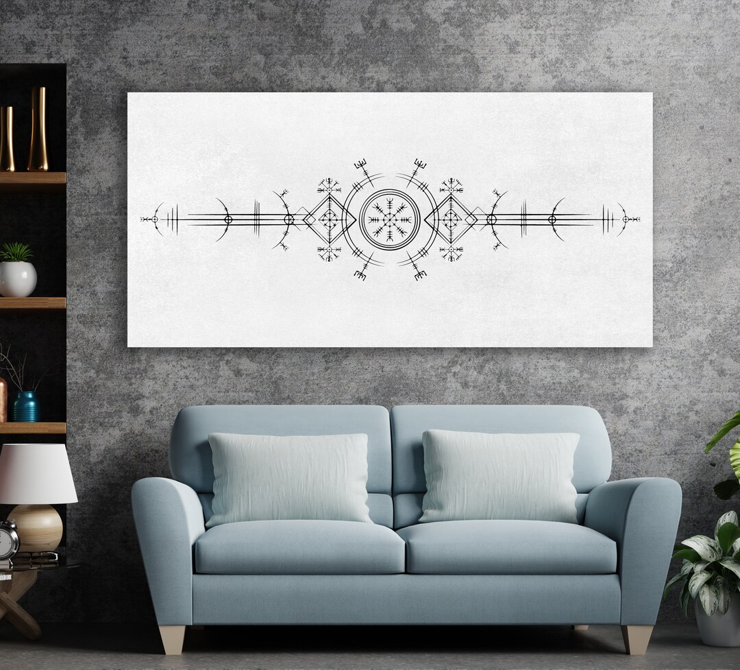 Ancient Nordic Wall Decor, Viking Symbol Wall Art, Huge Canvas Home ...