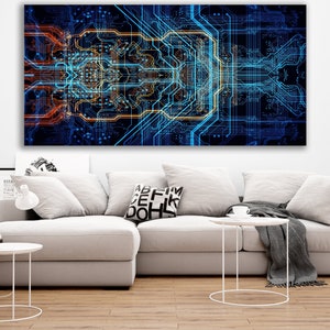 Circuit Layout Canvas, Huge Canvas Home Decor, Chip Art, Circuit Layout ...