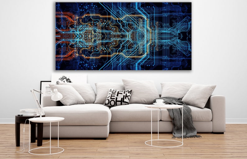 Circuit Layout Canvas Huge Canvas Home Decor Chip Art - Etsy