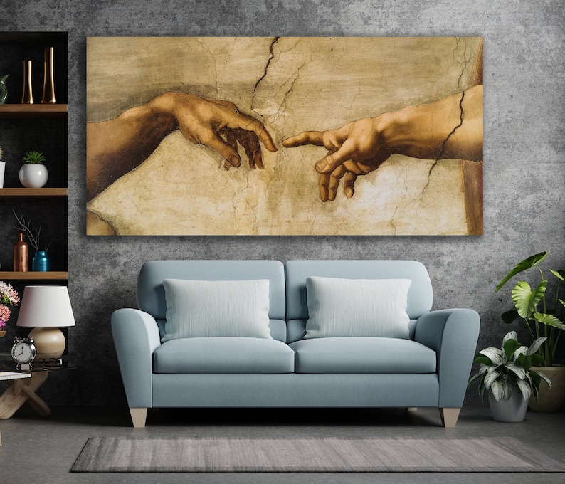 Creation of Adam Canvas, Huge Canvas Wall Decor, Michelangelo Art, the ...