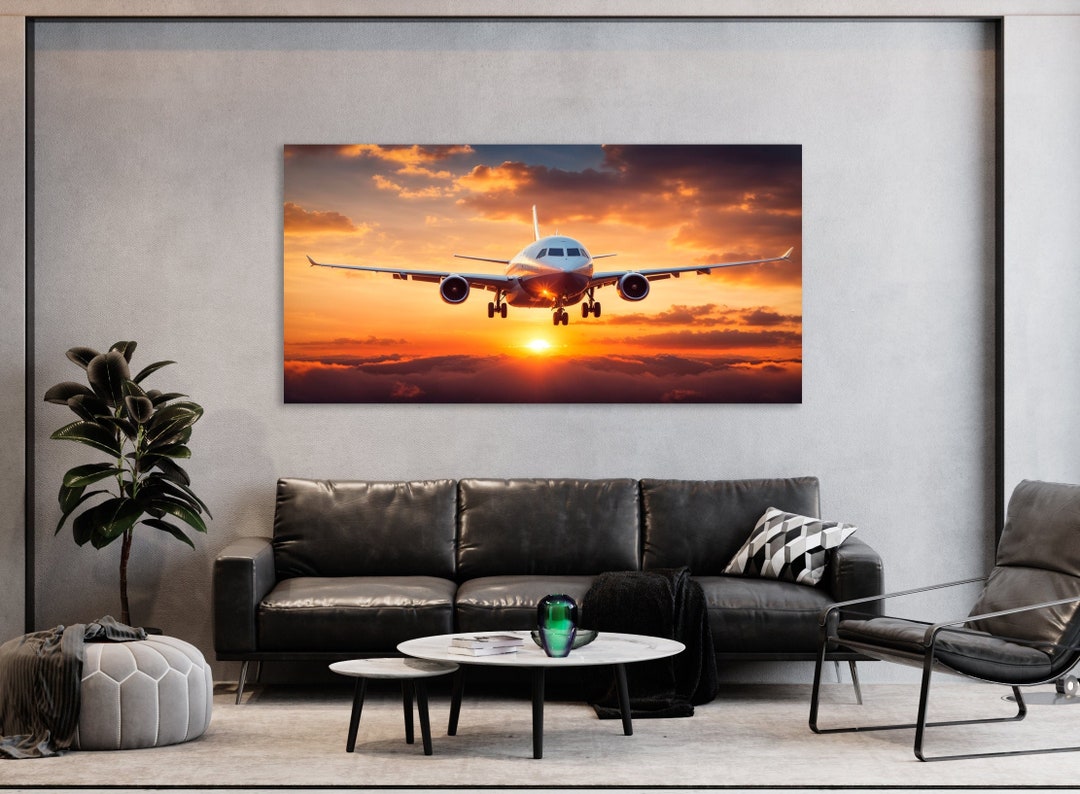 Airplane Wall Art, Huge Canvas Wall Art, Aircraft Wall Decor, Pilot ...