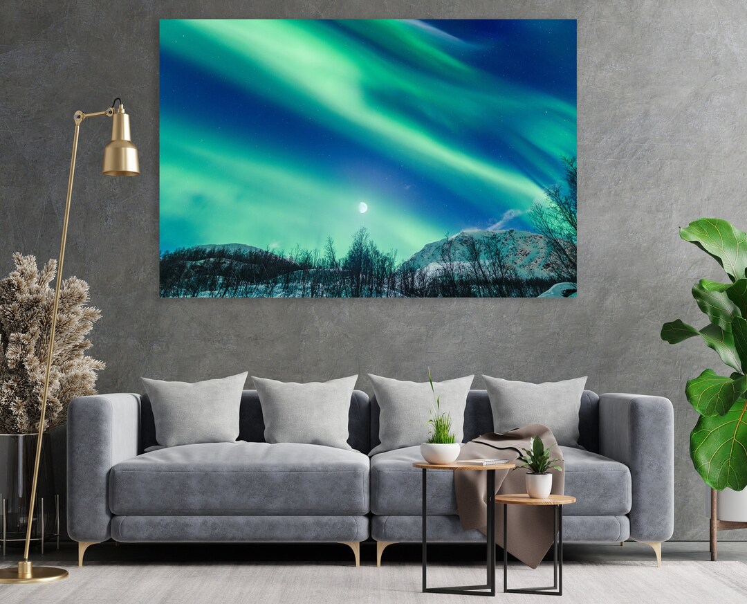Northern Lights, Huge Canvas Home Decor, Aurora, Northern Lights Canvas ...