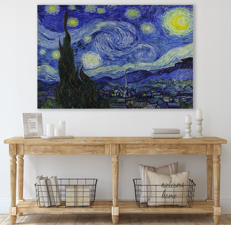 Starry Night Wall Art, Huge Canvas Home Decor, Starry Night Canvas, Van ...
