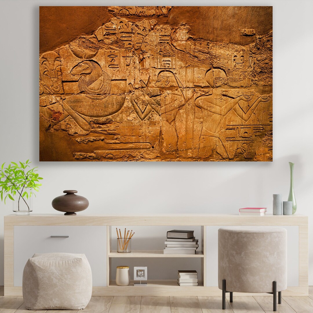 Hieroglyphs, Huge Canvas Wall Art, Egyptian Hieroglyphs Art, Egyptian ...