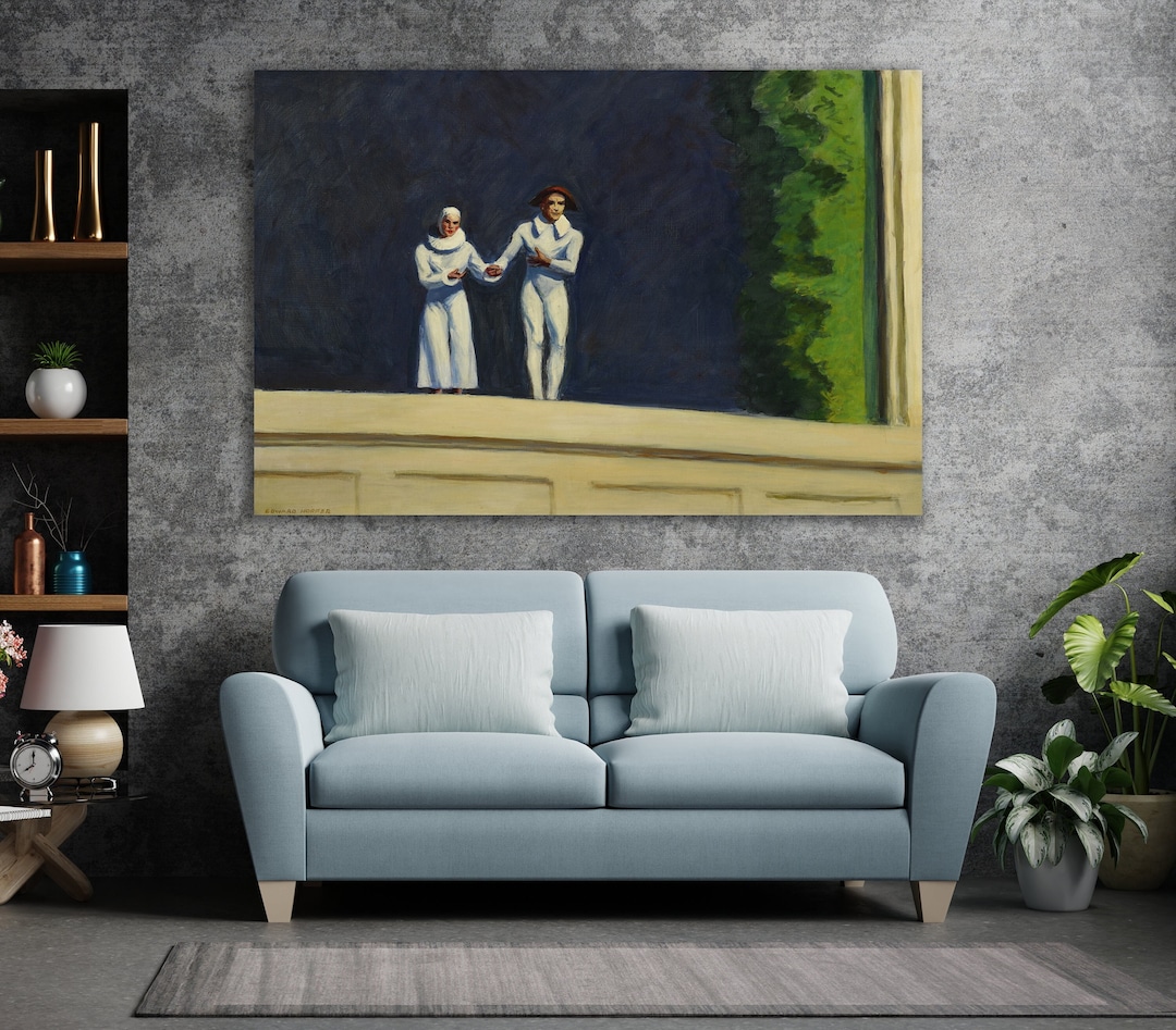 Two Comedians Wall Art, Edward Hopper, Two Comedians Canvas, Huge ...