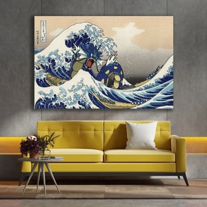 The Great Wave off Kanagawa Wall Art, Huge Canvas Home Decor, Funny ...