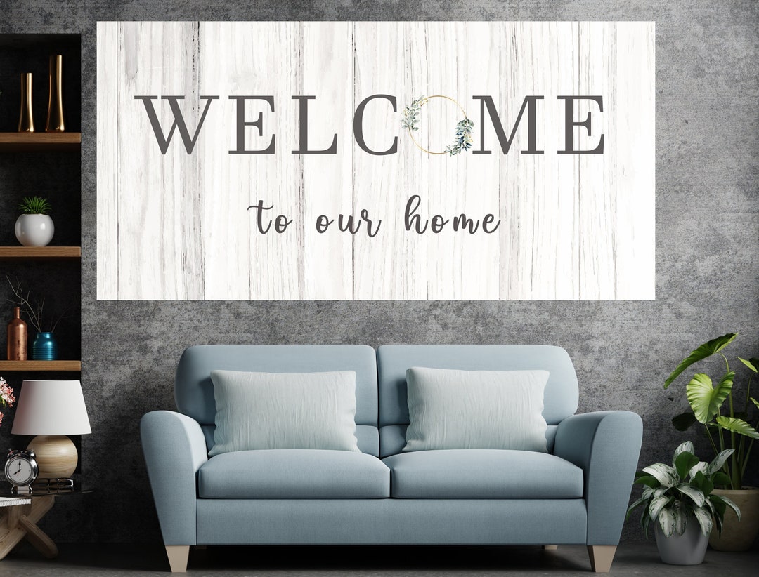 Welcome Sign Wall Art, Welcome Wall Decor, Welcome Sign Canvas, Welcome ...