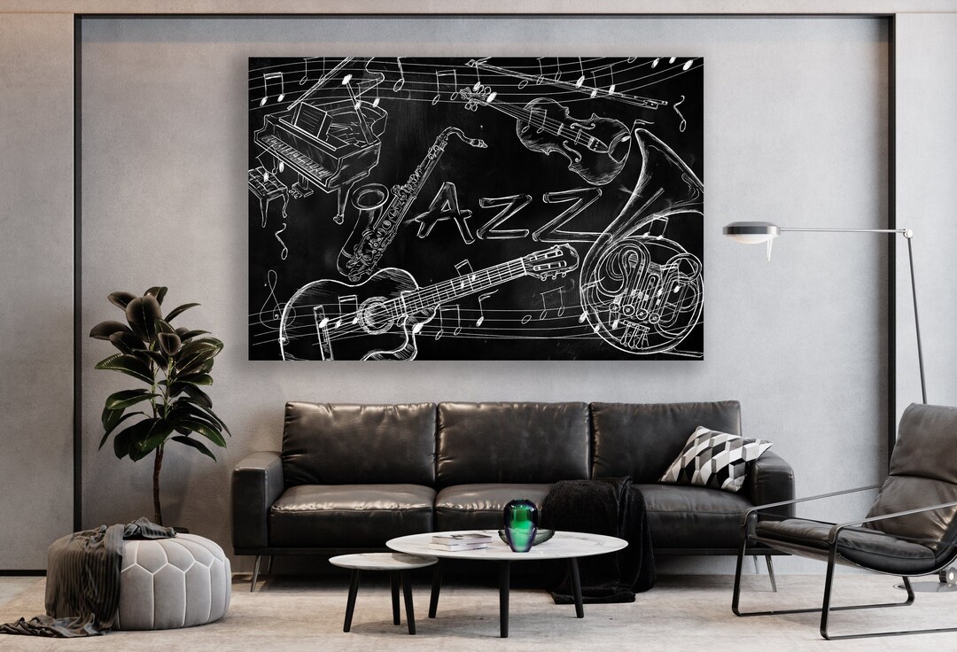 Jazz Sign, Jazz Instruments Art, Huge Canvas Home Decor, Music Wall Art ...