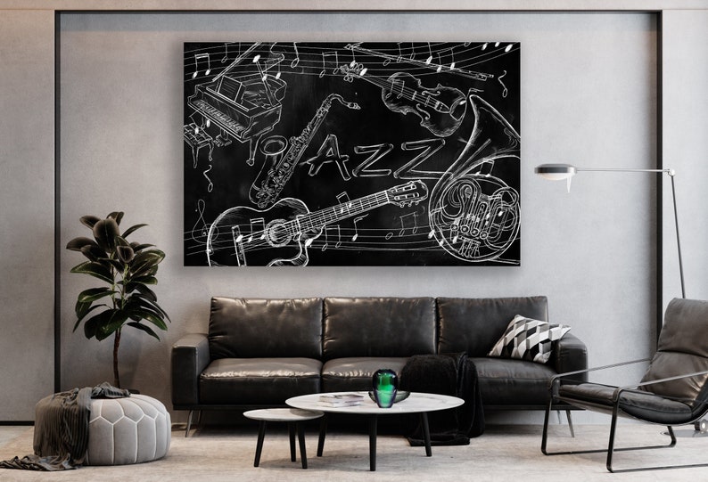 Jazz Sign Jazz Instruments Art Huge Canvas Home Decor Music - Etsy