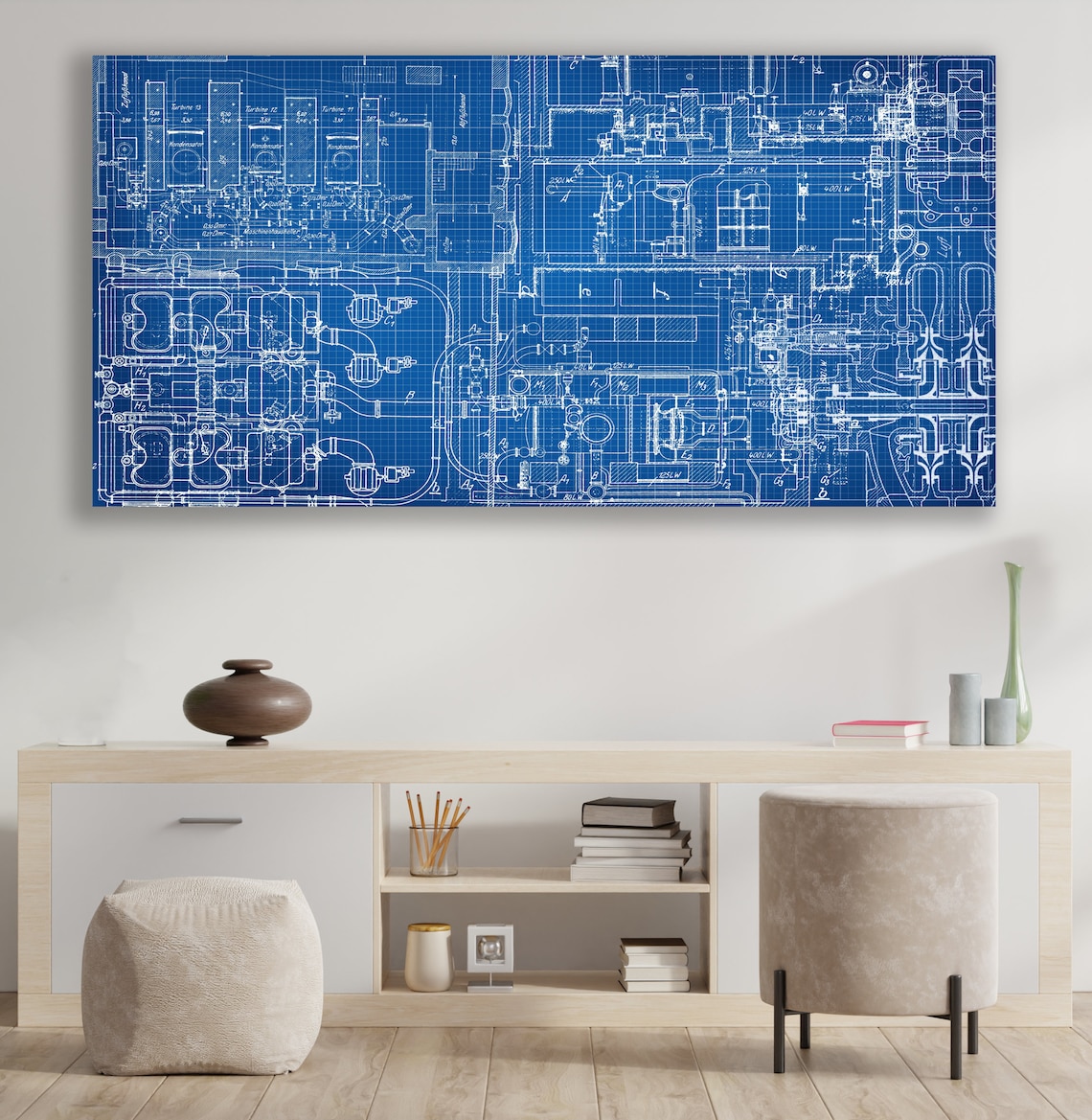 Custom Blueprint Art Huge Canvas Wall Art Blueprint Canvas - Etsy