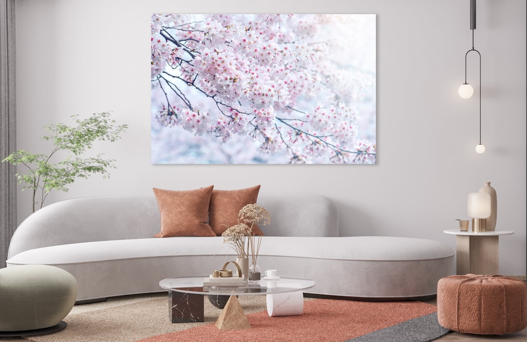 Cherry Blossom Wall Decor, Japanese Flowering Cherry Blossom Art, Huge ...