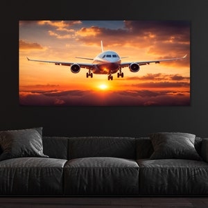 Airplane Wall Art, Huge Canvas Wall Art, Aircraft Wall Decor, Pilot ...
