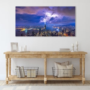 City View Wall Art, Thunderbolt Art, Huge Canvas Wall Art, Hong Kong ...