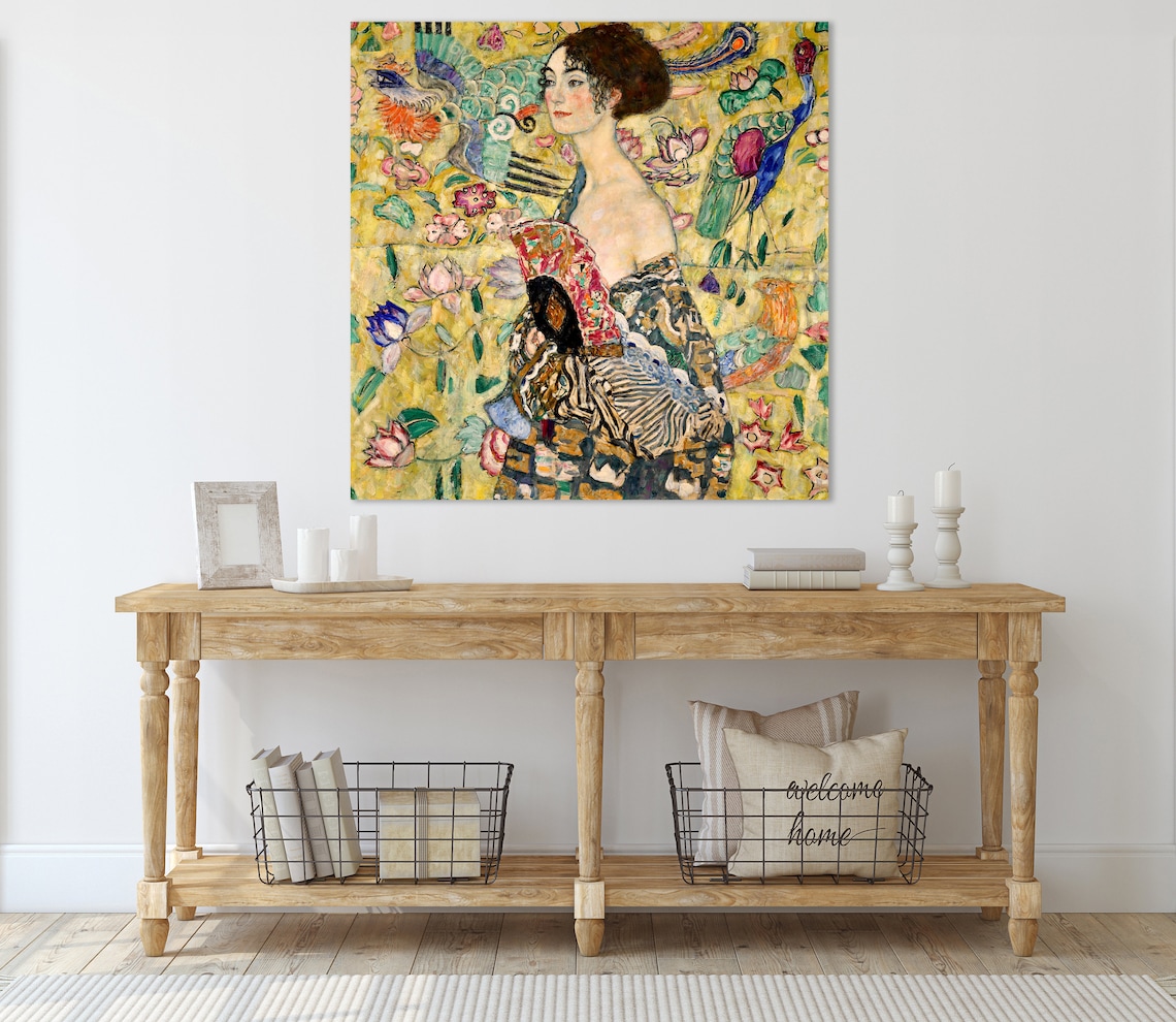 Lady With Fan 1918 Wall Art, Gustav Klimt Art, Huge Canvas Wall Art ...