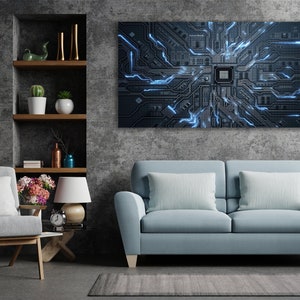 Circuit Layout Wall Art, Huge Canvas Home Decor, Circuit Layout Office ...
