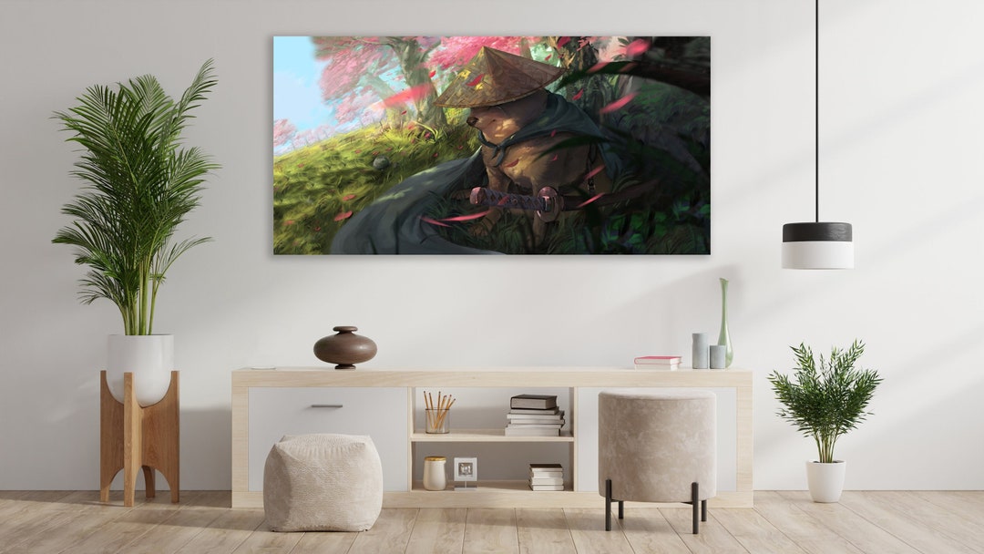 Doge Samurai Canvas, Dog Meme Gift, Huge Canvas Wall Art, Shiba Inu Art ...