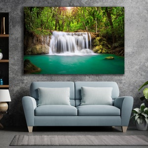 Waterfall Art, Nature Canvas Print, Huge Canvas Wall Decor, Waterfall ...
