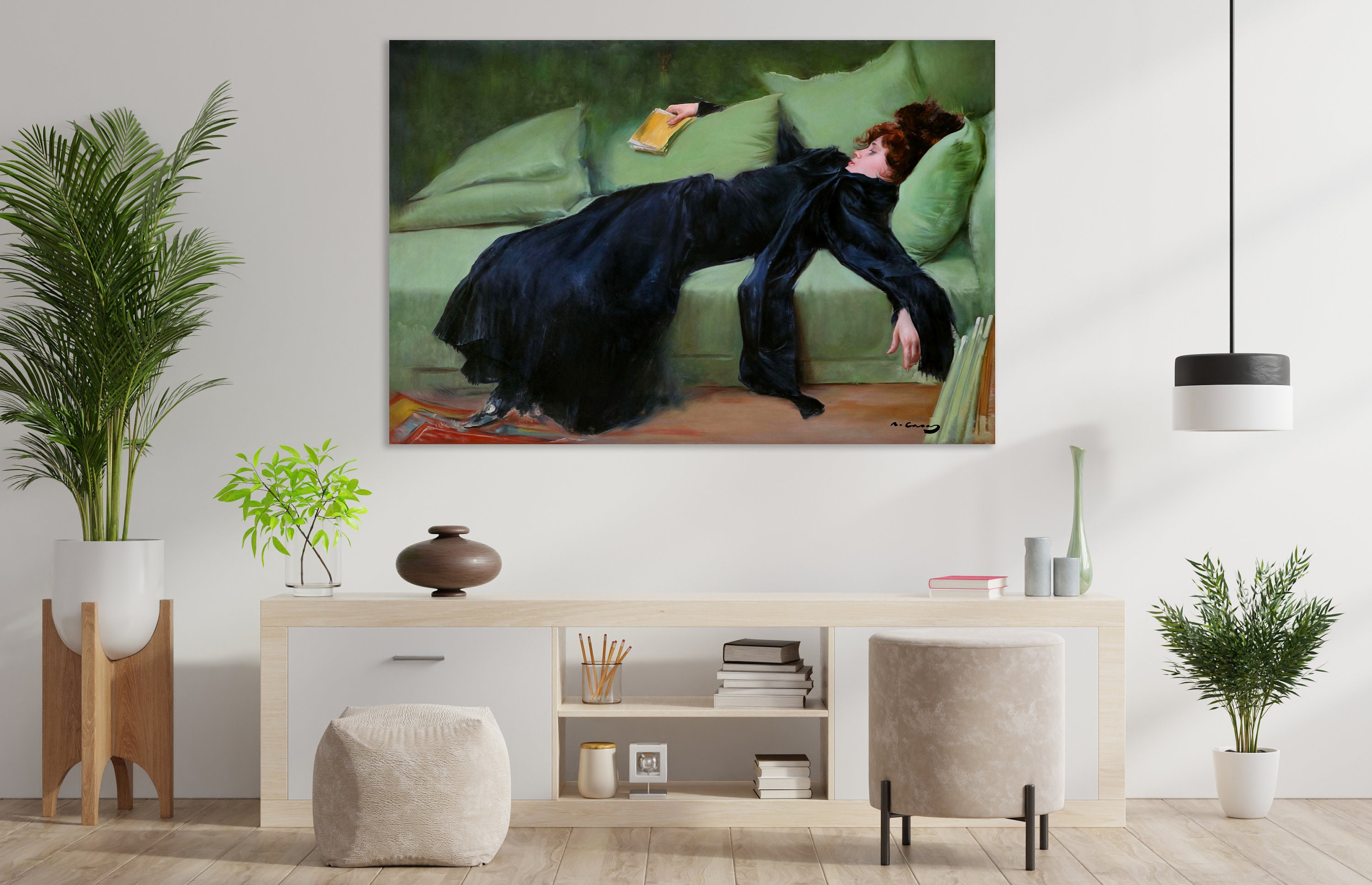 A Decadent Girl Wall Art, Huge Canvas Home Decor, Ramon Casas, A ...