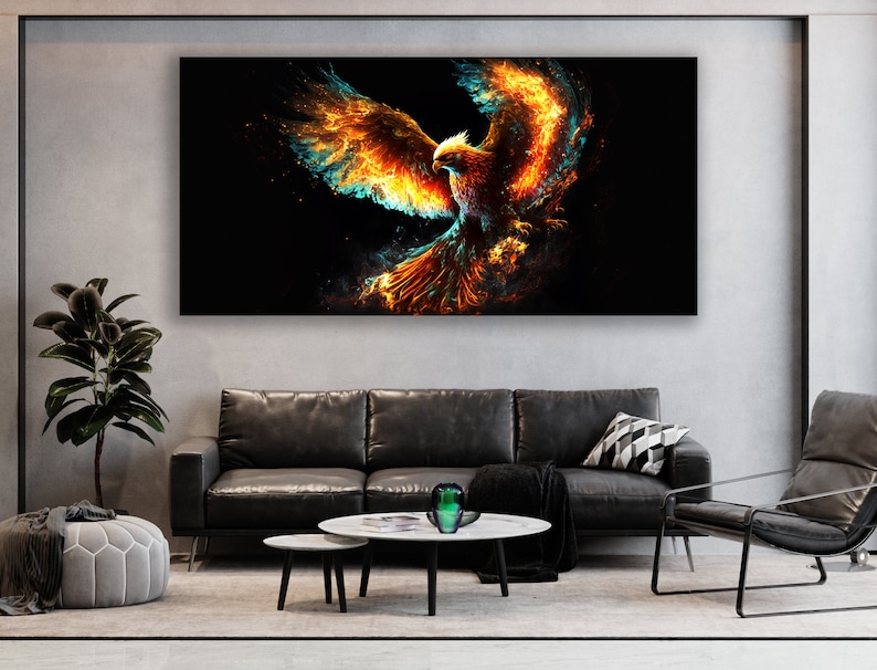 Phoenix Wall Art, Huge Canvas Wall Decor, Phoenix Bird Canvas, the ...