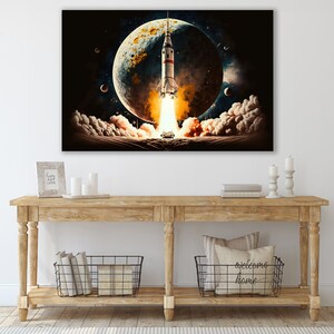 Launching Space Rocket Wall Art, Space Art, Huge Canvas Wall Art, Space ...