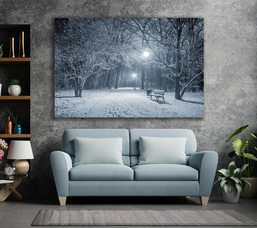 Winter Art Print, Huge Canvas Wall Decor, Snowy Pathway, Snow Canvas ...