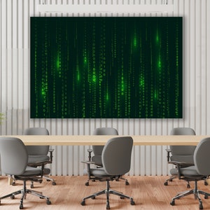 Matrix Style Binary Code Art Print, Huge Canvas Office Decor, Huge ...