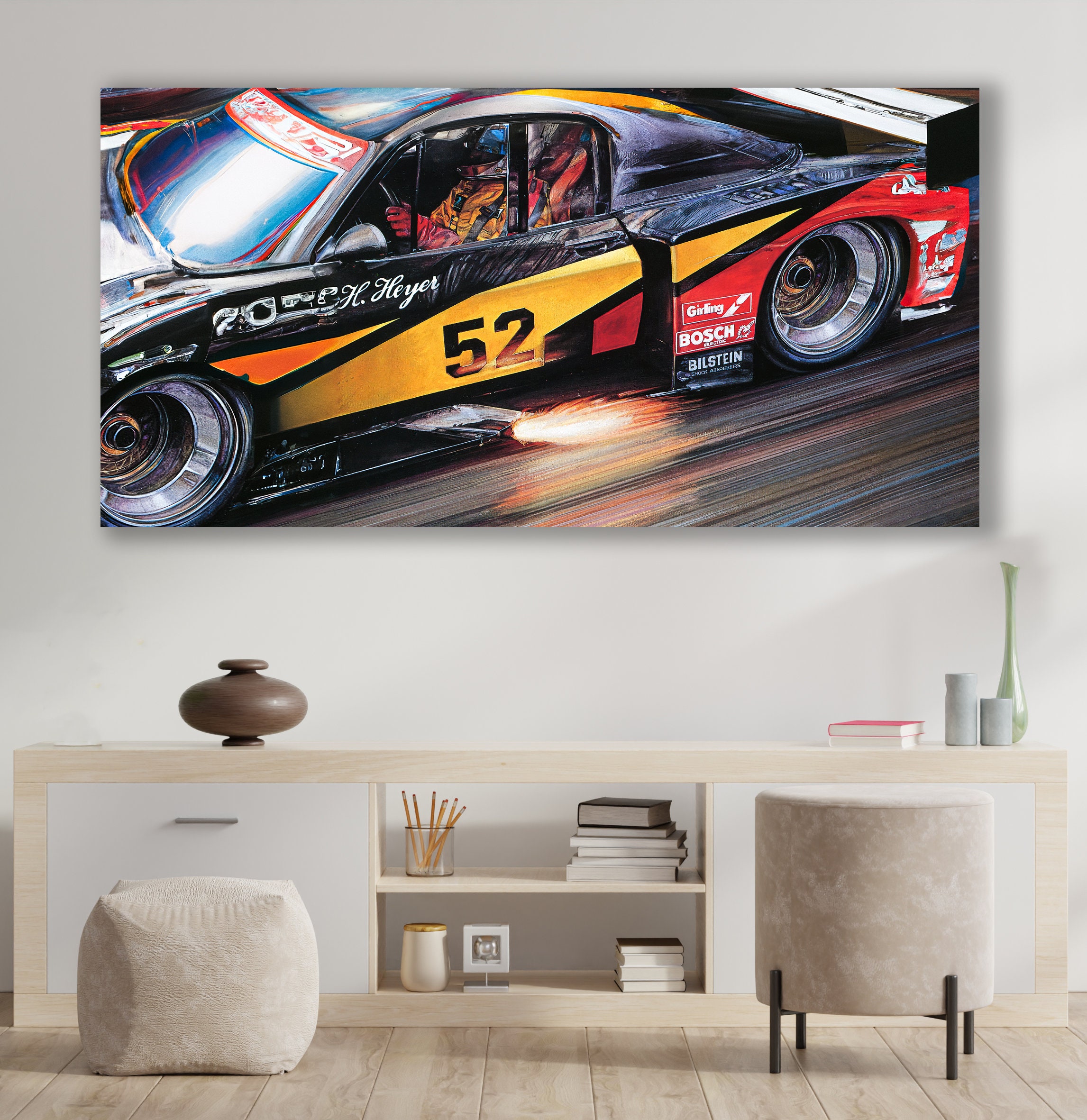 Racing Car Canvas, Racing Car Art Print, Huge Canvas Wall Art, Racer ...