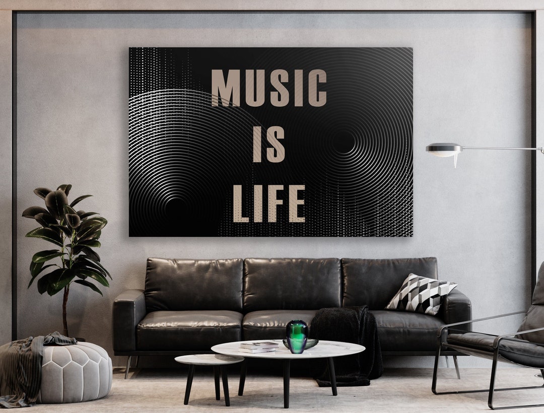 Music Sign, Music is Life Art, Huge Canvas Home Decor, Music Wall Art ...