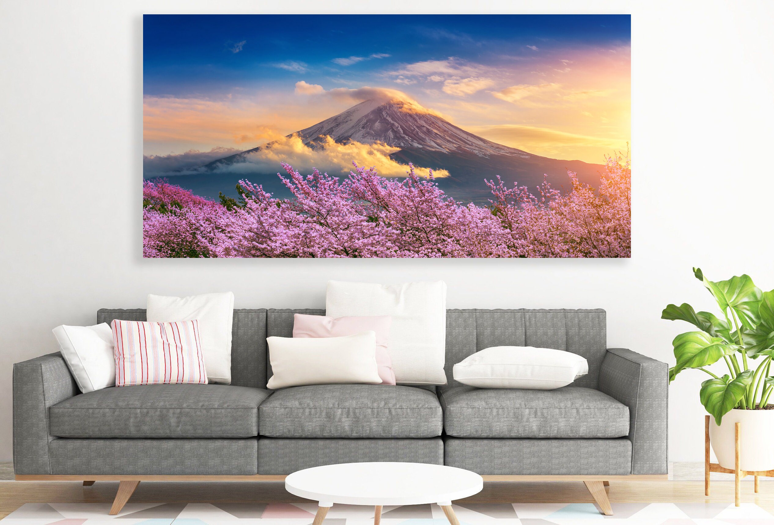 Japanese Sakura Wall Decor, Japanese Flowering Cherry Blossom Art ...