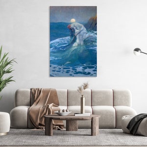 The Mermaid 1910 Wall Art, Howard Pyle Art, Huge Canvas Wall Decor, the ...