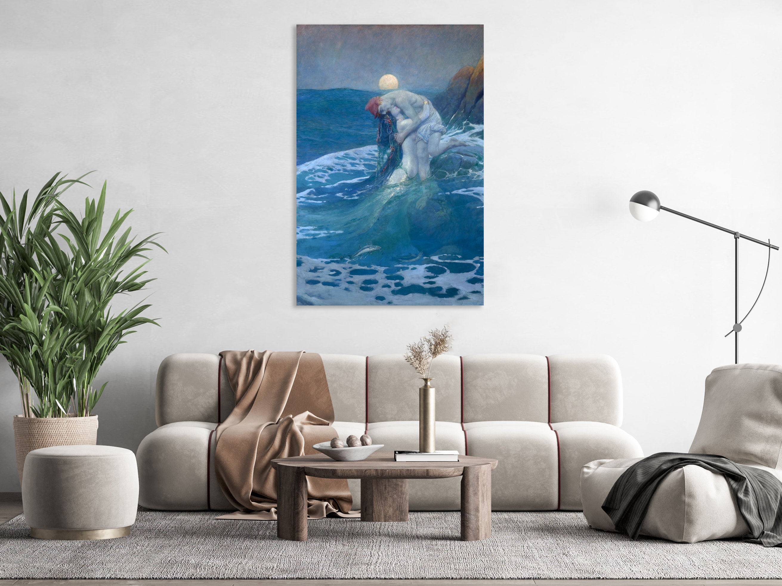 The Mermaid 1910 Wall Art, Howard Pyle Art, Huge Canvas Wall Decor, the ...