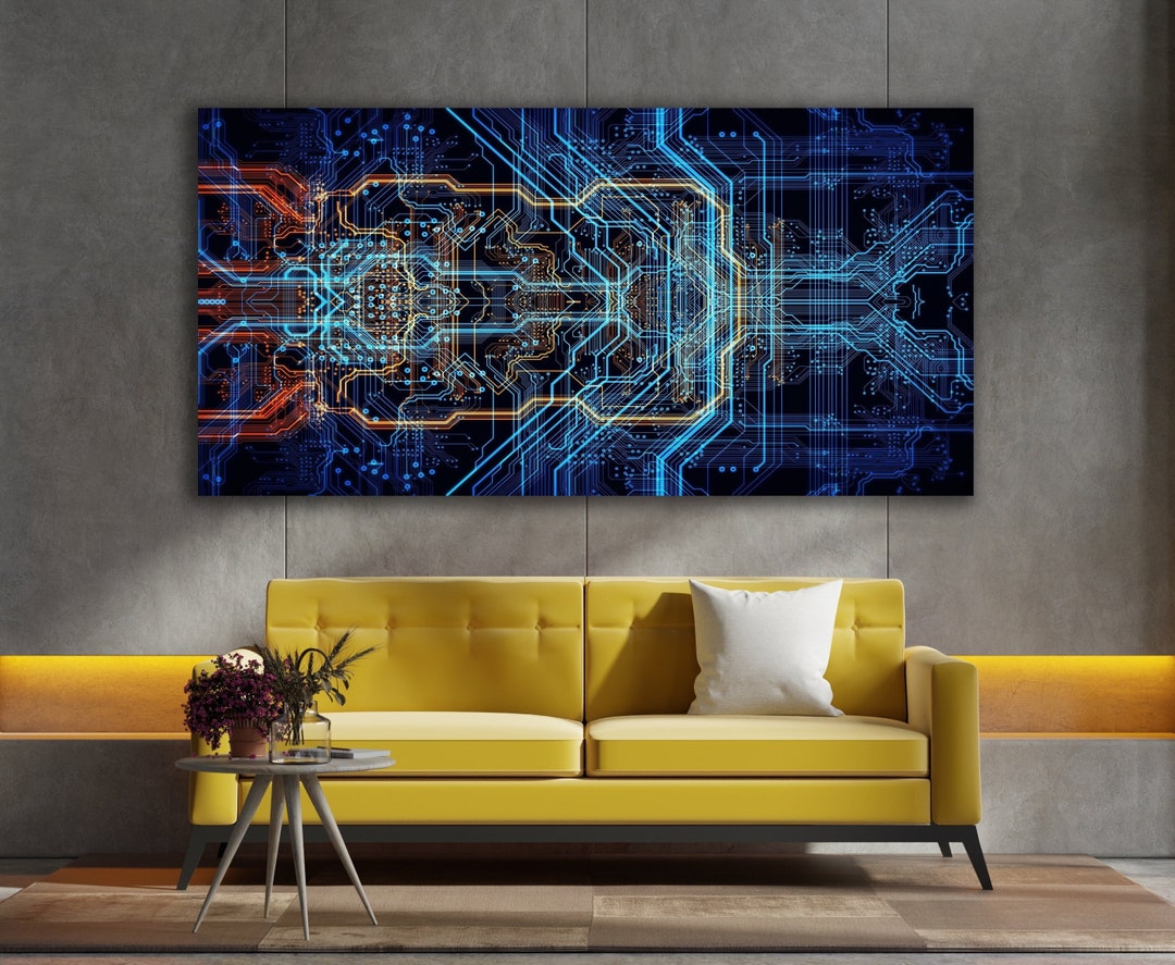 Circuit Layout Canvas, Huge Canvas Home Decor, Chip Art, Circuit Layout ...