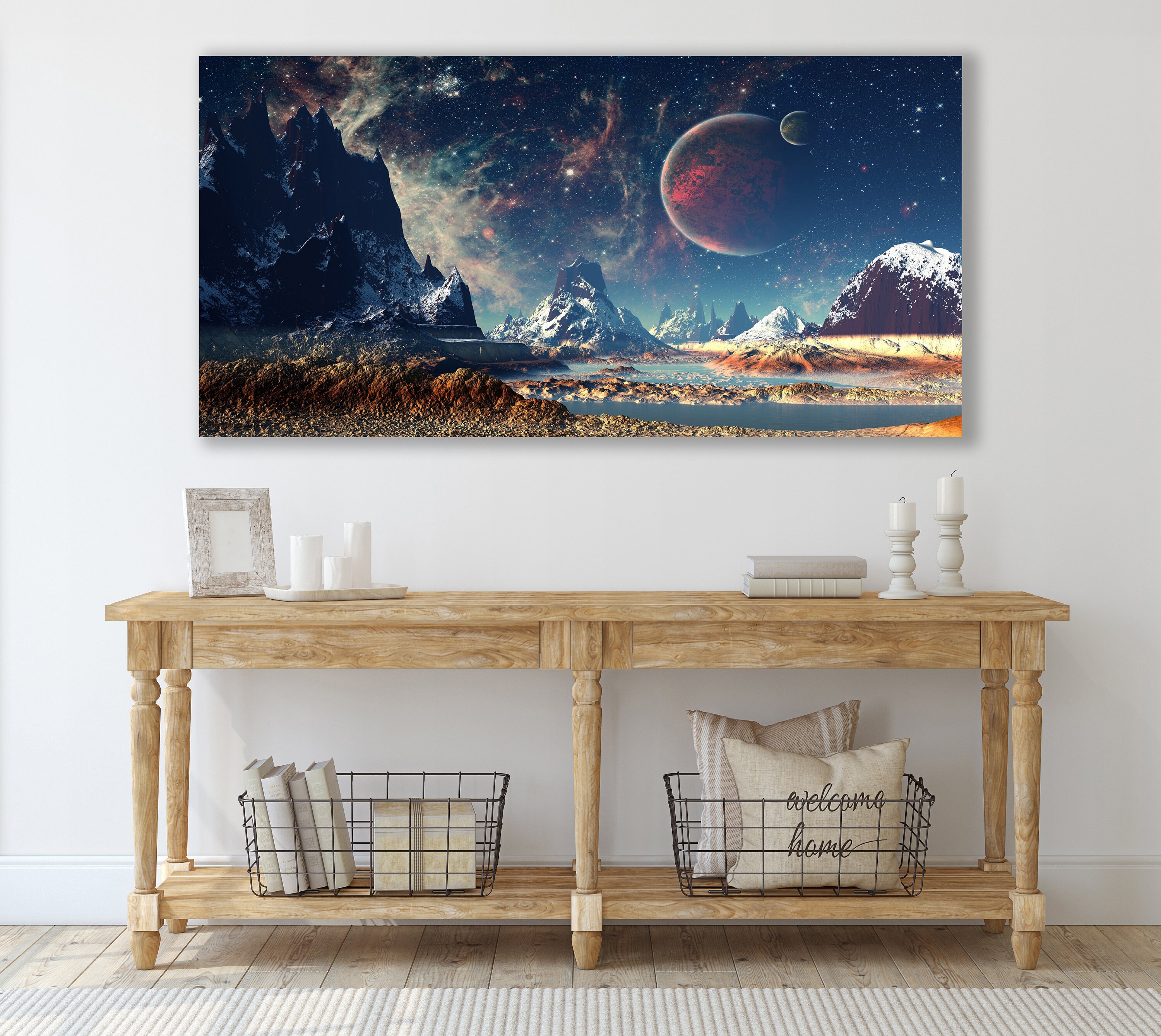 Planets Canvas, Space Art, Huge Canvas Wall Art, Nebula Wall Art, Milky ...