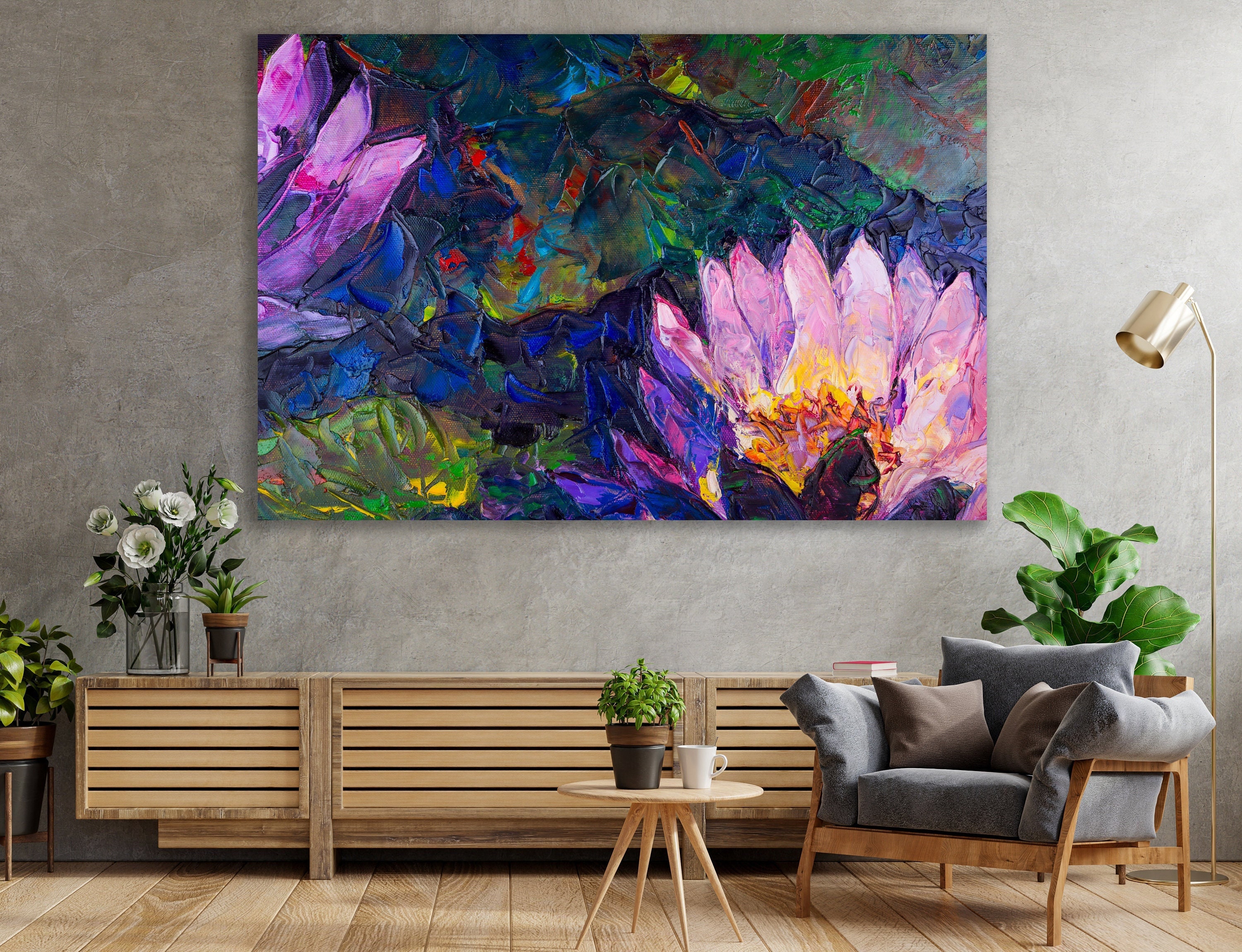 Lotus Flower, Huge Canvas Home Decor, Flowers Wall Art, Lotus Flower ...