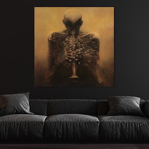 Skeleton Playing the Trumpet Art Print, Huge Canvas Wall Decor ...