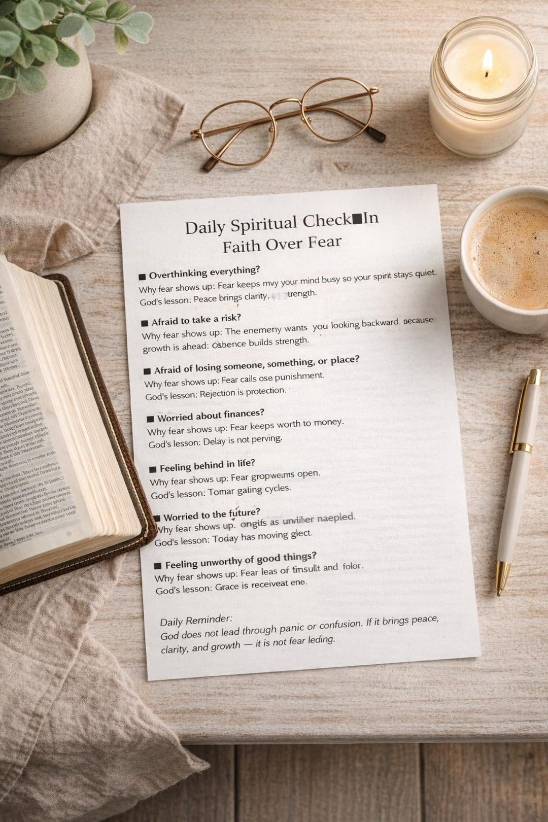 Faith Over Fear Daily Checklist Printable | Christian Mindset & Anxiety ...