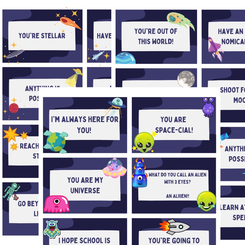 Space Theme Lunch Box Notes - Etsy