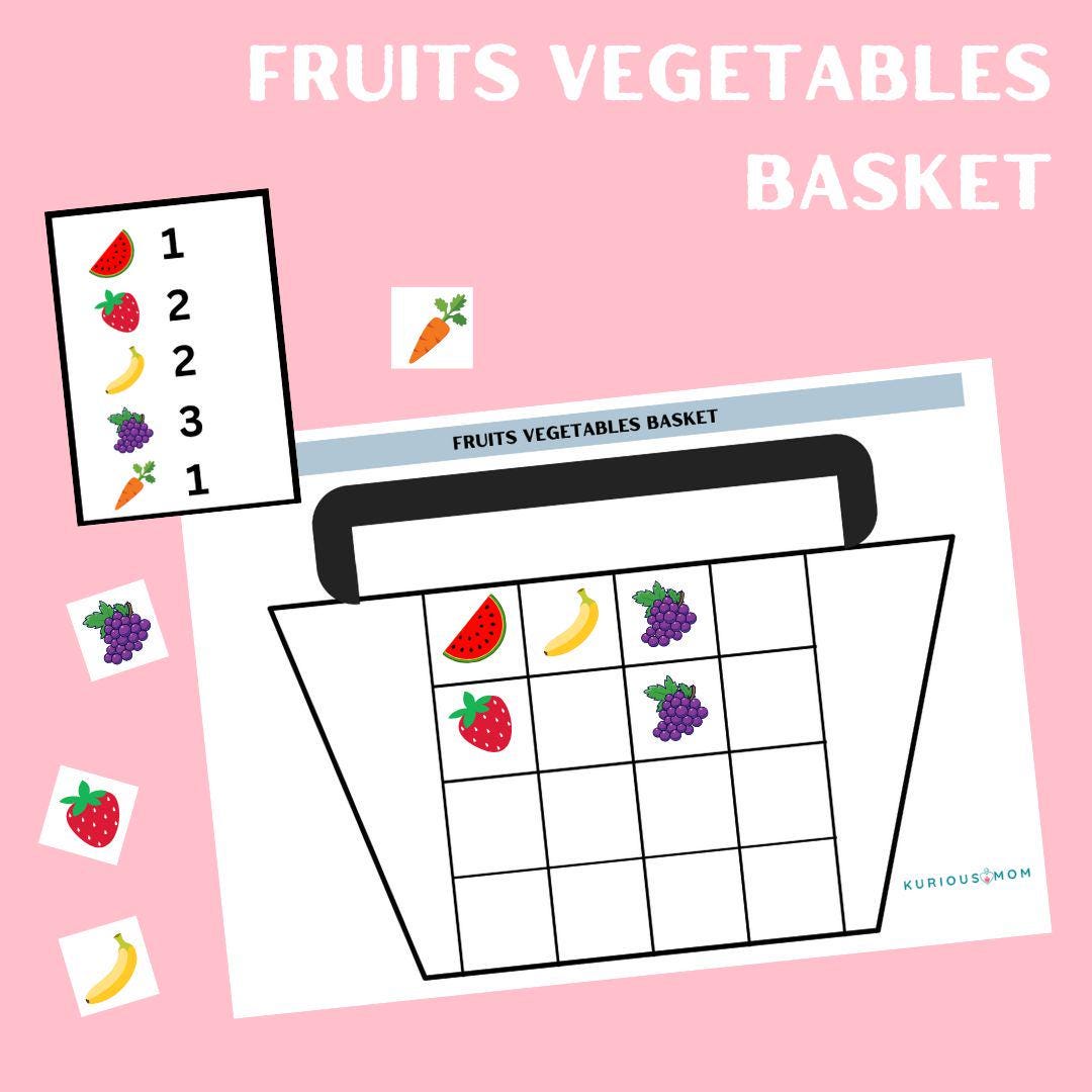 Fruits and Vegetables Basket | Preschool Worksheet | Sorting Printable ...